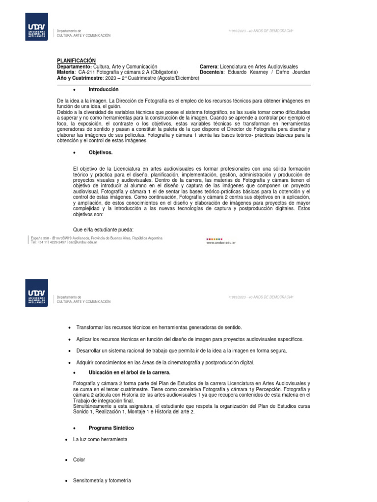 CA 211 Fotografía y Cámara 2 A B Kearney Eduardo 2023 2C 2 | PDF ...