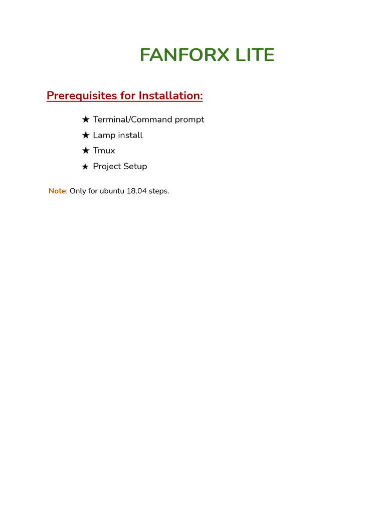 FANFORX Lite Installation Guide | PDF | Secure Shell | Superuser