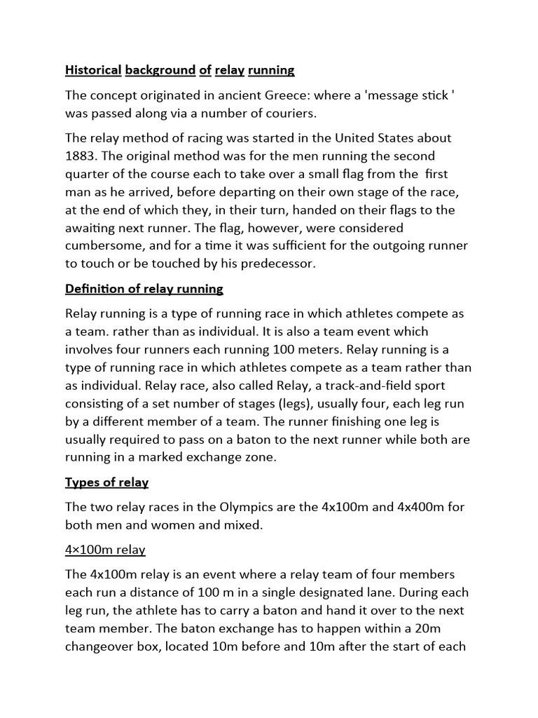 Relay | PDF | Track And Field | Sports