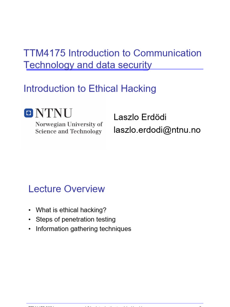 Introduction To Ethical Hacking (Presentation) Author Laszlo Erdodi ...