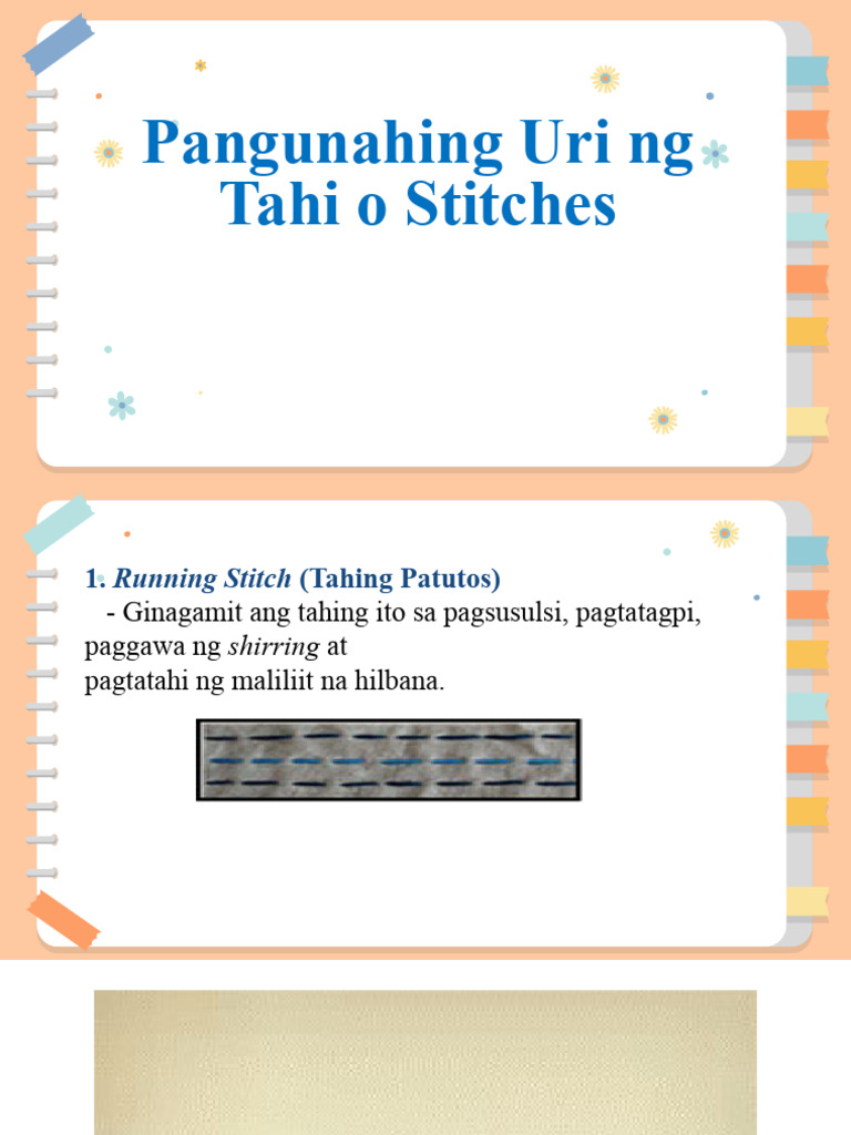 Pangunahing Uri NG Tahi o Stitches | PDF
