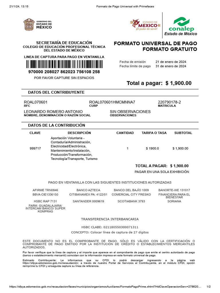 Formato de Pago Universal With Primefaces | Descargar gratis PDF ... Formato de Pago Universal With Primefaces | Descargar gratis PDF ...