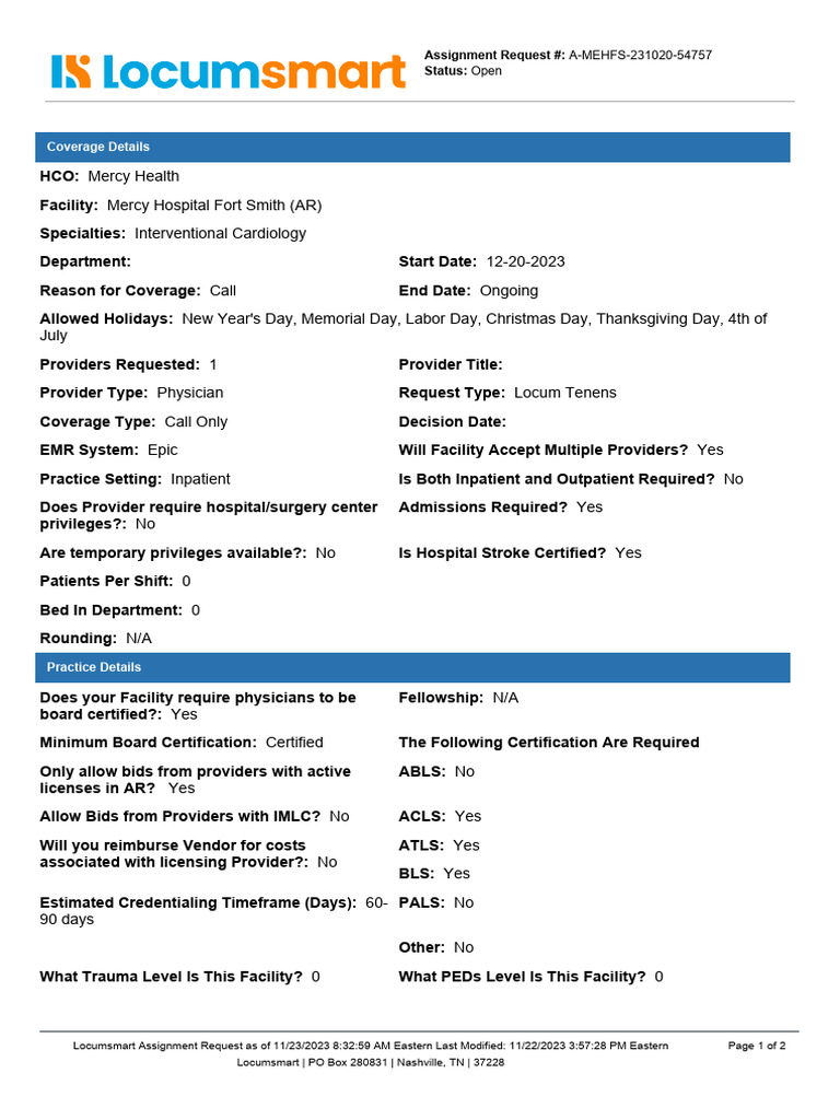 Locumsmart - A MEHFS 231020 54757 | PDF | Hospital | Patient