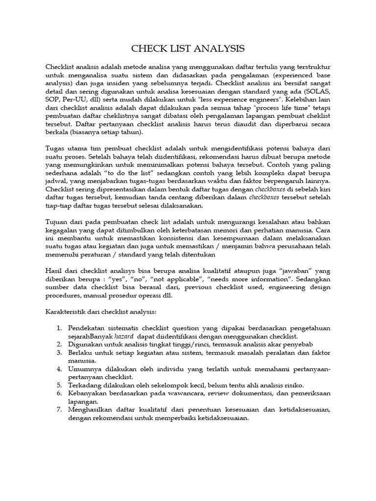 Metode Check List | PDF
