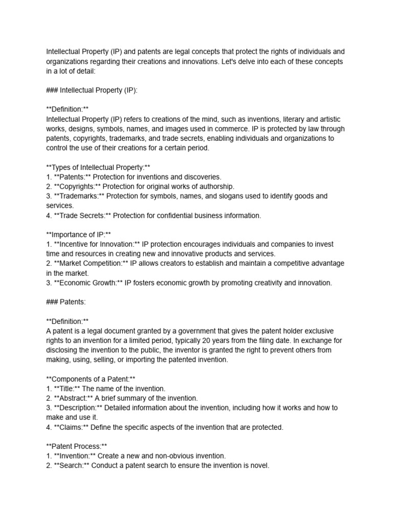 IP and Patents | PDF | Patent | Intellectual Property