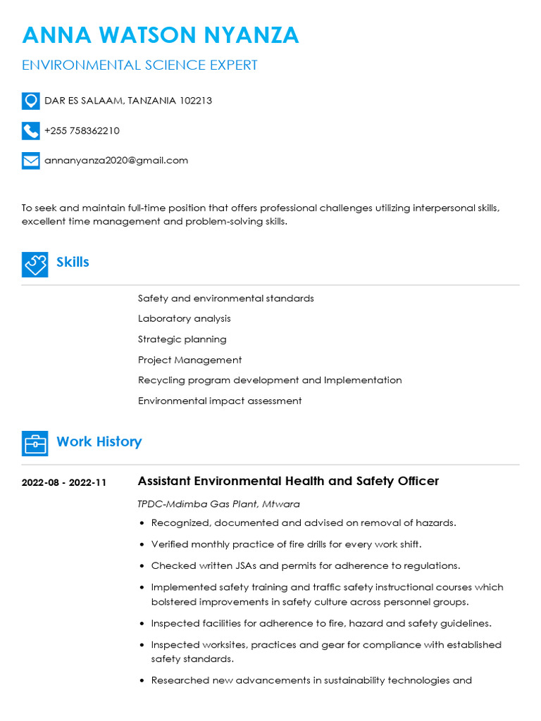 Environmental Science Expert Resume | PDF | Occupational Safety And ...
