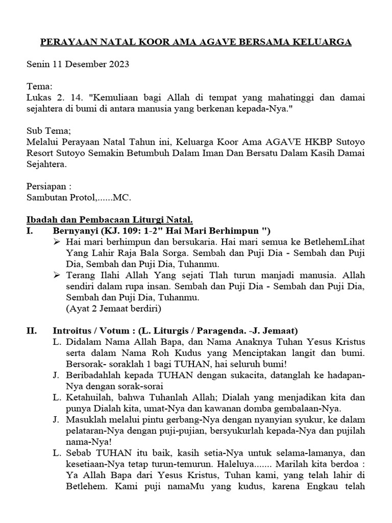 Konsep Acara Natal - Perayaan Natal Koor Ama Agave Bersama Keluarga | PDF