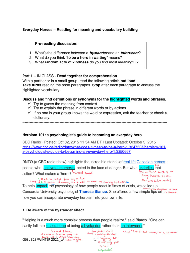 Heroism 101 - READING | PDF | Hero | Behavioural Sciences