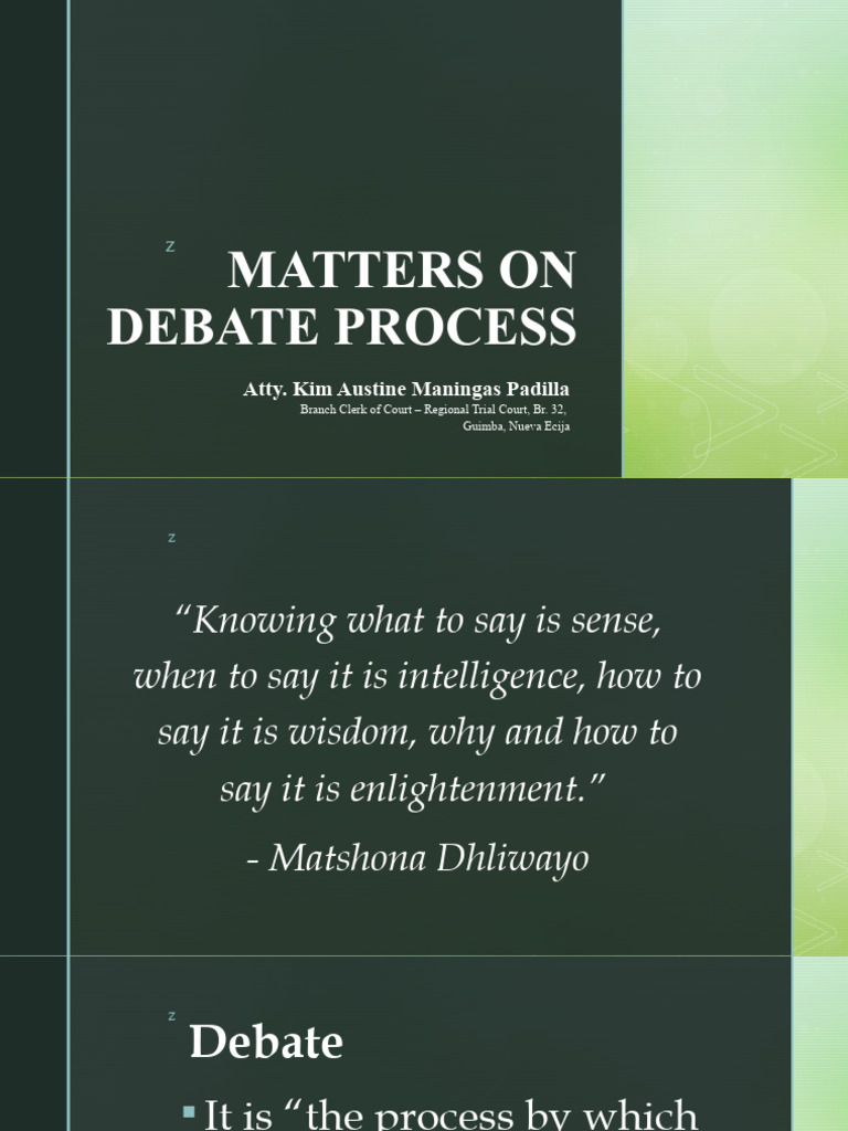 Debate Process | PDF | Argument | Cognition
