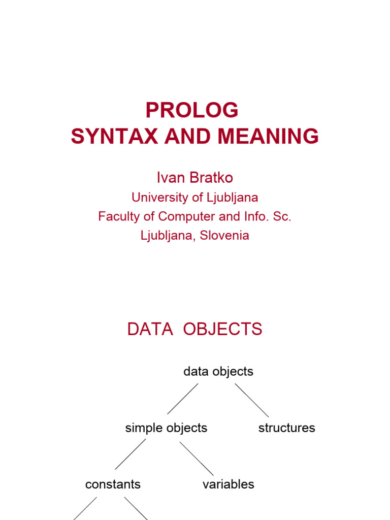 62 2 PROLOG Syntax and Meaning PPJSP | PDF | Software Development | Logic 62 2 PROLOG Syntax and Meaning PPJSP | PDF | Software Development | Logic