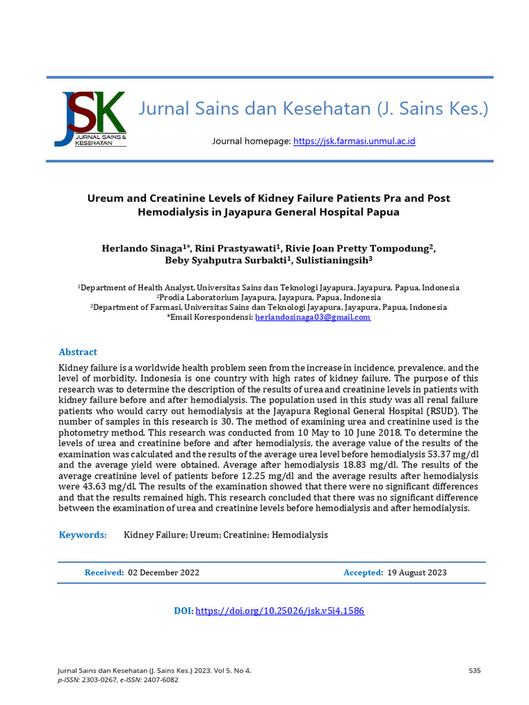 Jurnal Sains Dan Kesehatan (J. Sains Kes.) | PDF