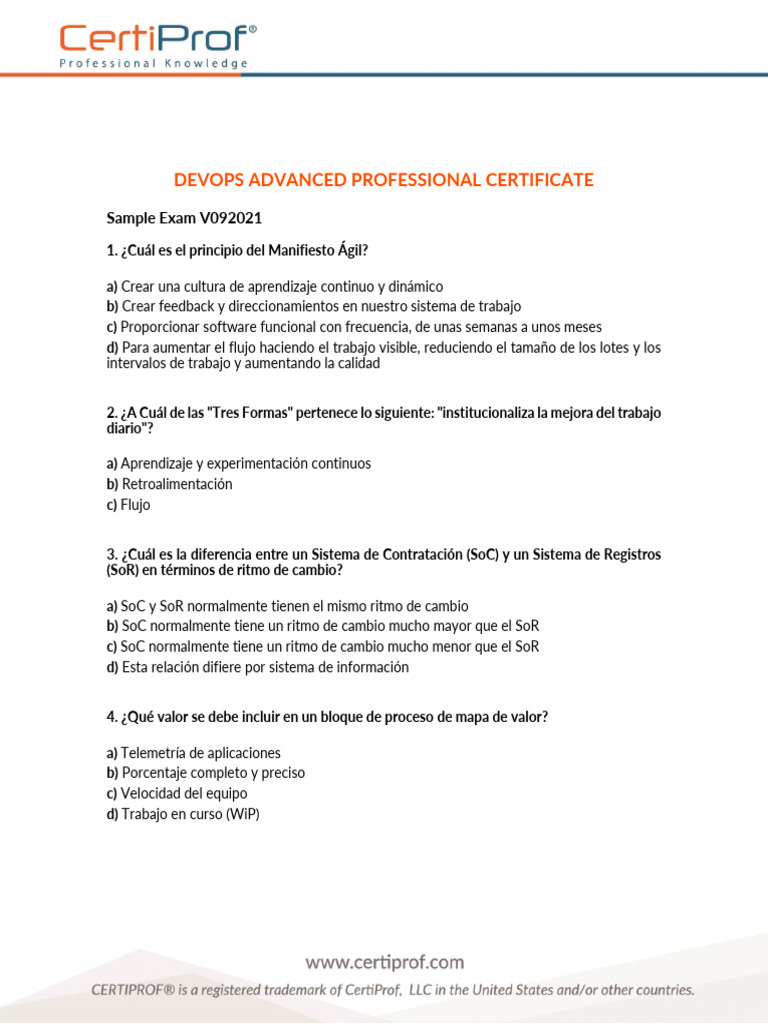 Examen Muestra Certificación DevOps Avanzado | PDF | Compilador | Usuario (informática)