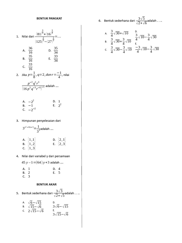 Bentuk Pangkat | PDF