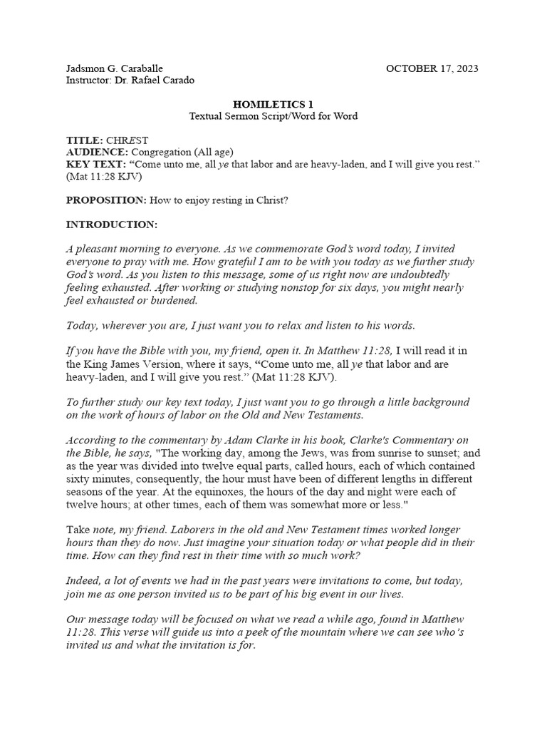 Midterm Textual Caraballe | PDF | Jesus | Gospel Of Matthew