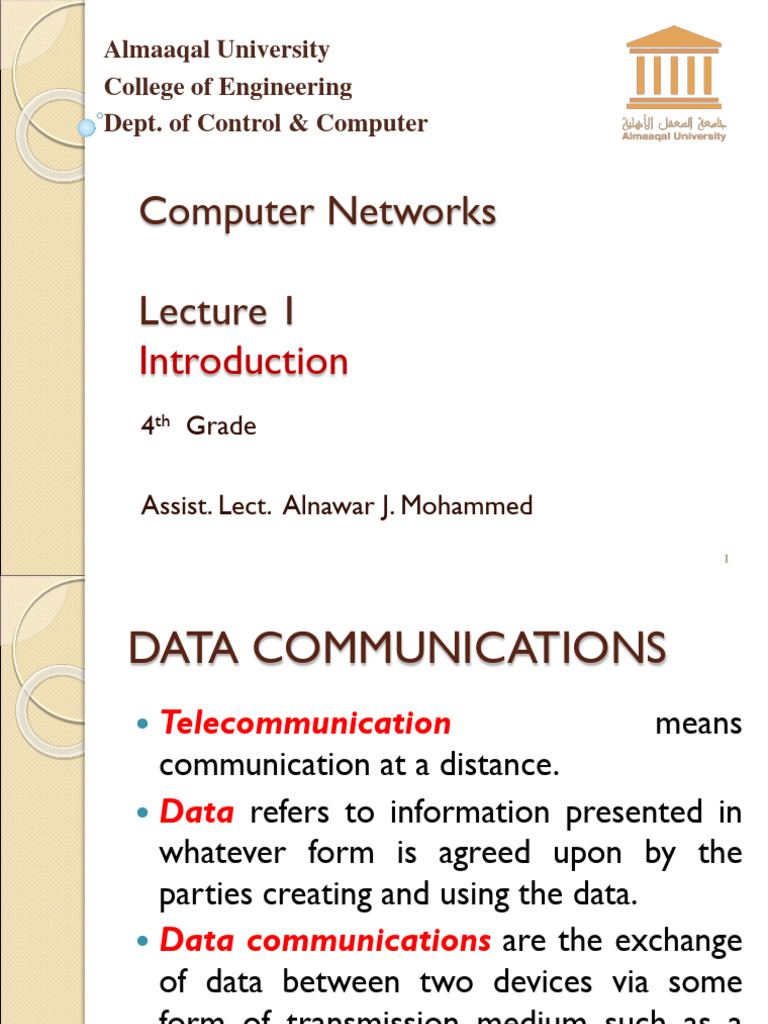 Lecture 1 - Introduction | PDF | Duplex (Telecommunications) | Computer Network