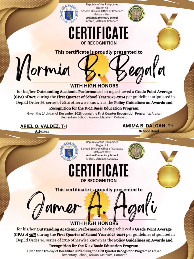 Grade 2 Cert Reco | PDF | Government | Academia