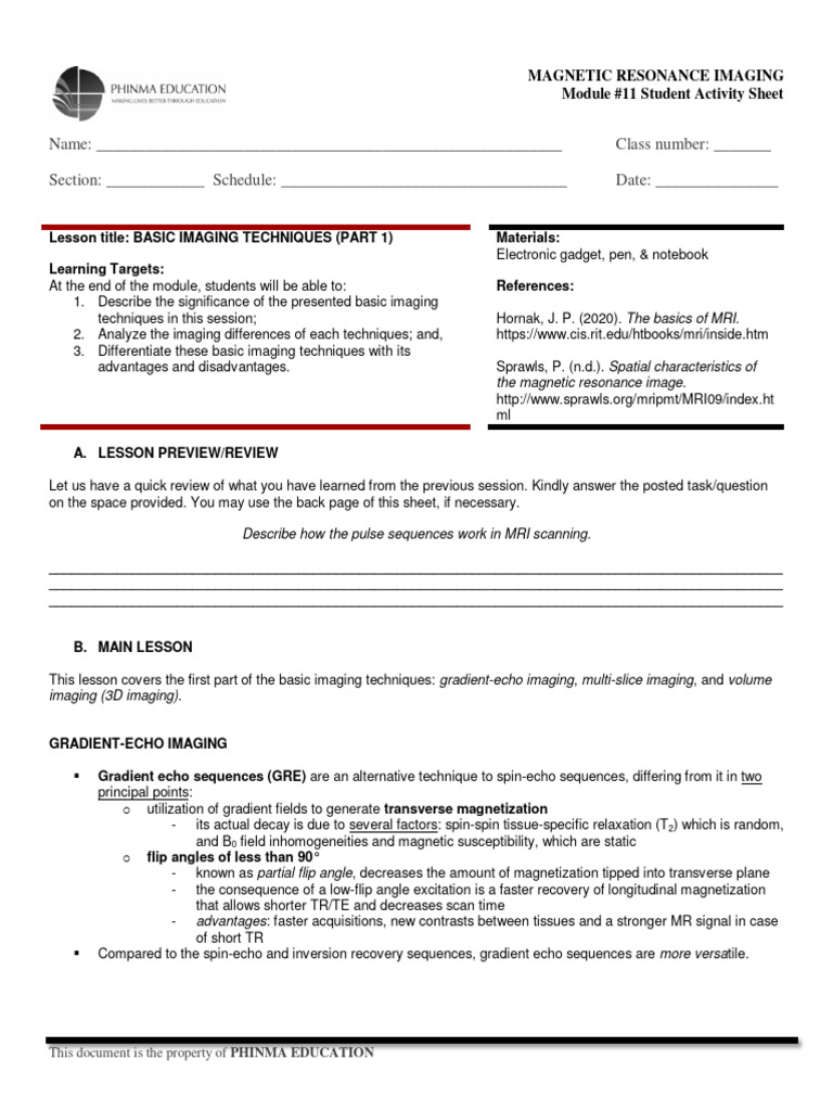 SAS Module #11 - MRI | PDF | Magnetic Resonance Imaging | Electromagnetism
