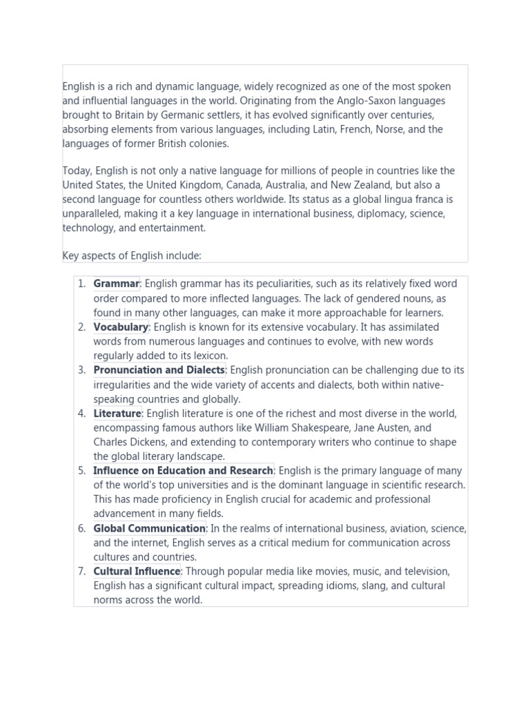 English Is A Rich and Dynamic Language | PDF | English Language | Linguistics