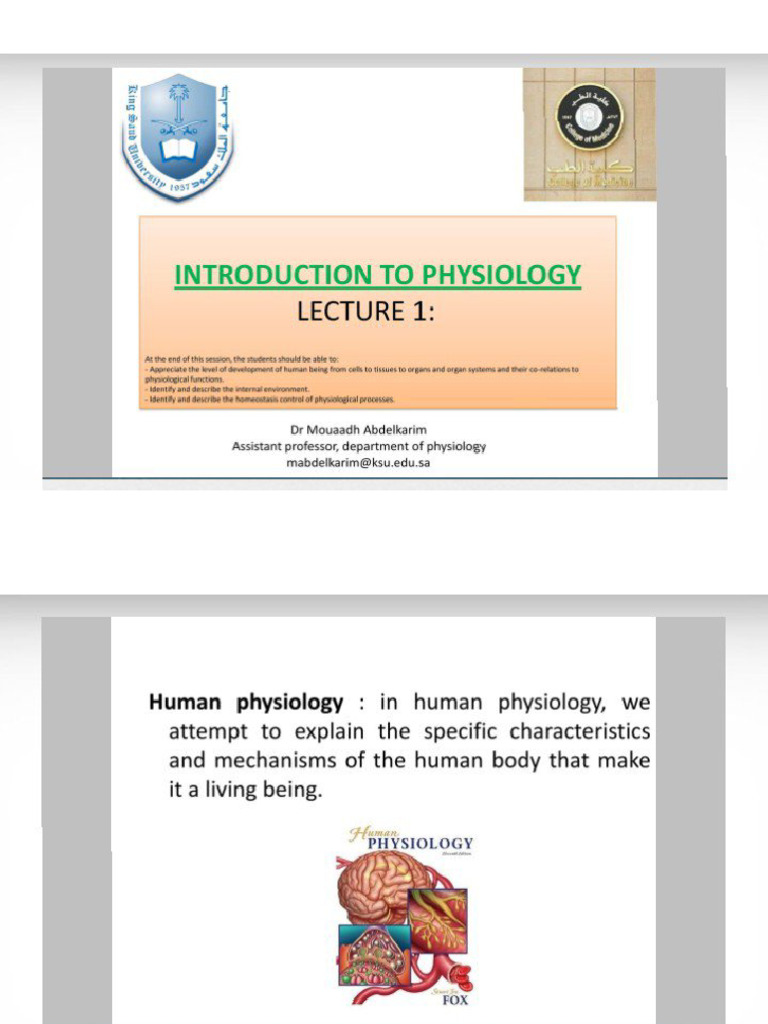 1 Lect Introduction of Physiology | PDF
