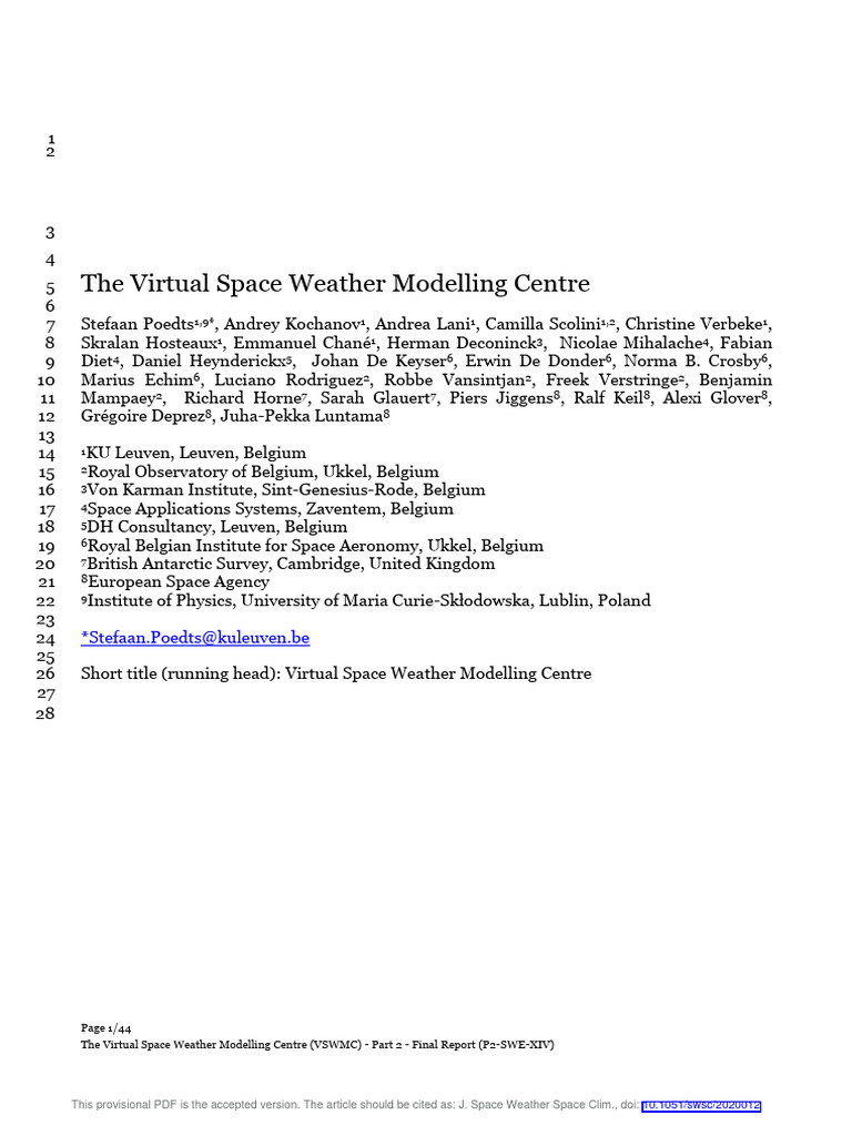 The Virtual Space Weather Modelling Centre | PDF | Simulation | Solar Wind