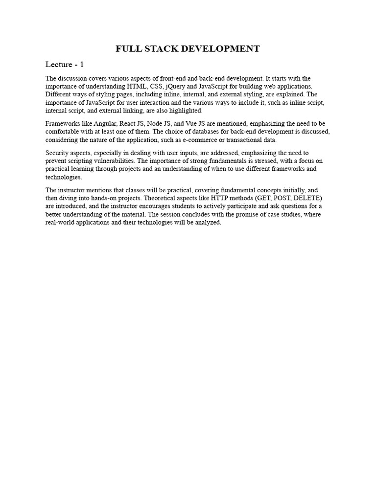 Full Stack Development | PDF