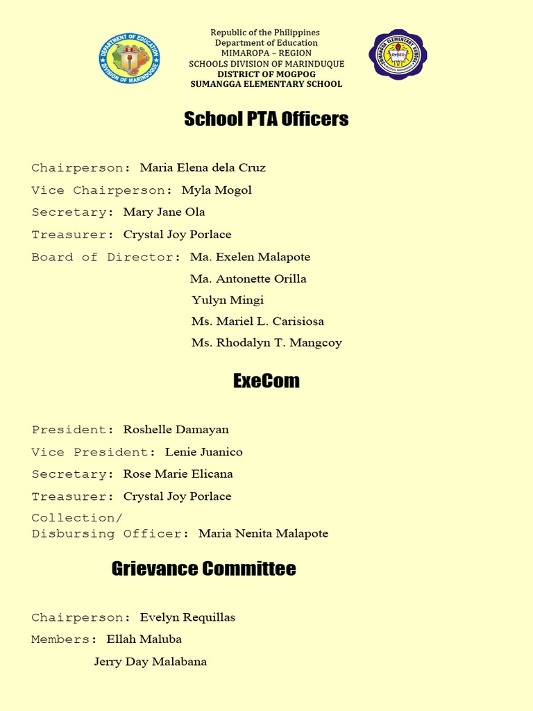 Officers SPTA | PDF
