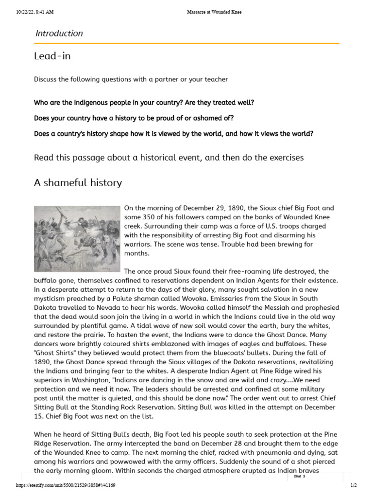 Massacre at Wounded Knee | PDF | Sioux | Indigenous Peoples Of North ...