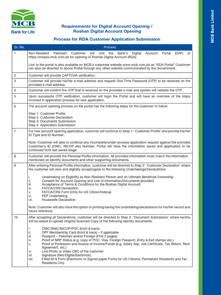 Requirement For Digital Account Opening, RDA | PDF | Identity Document ...