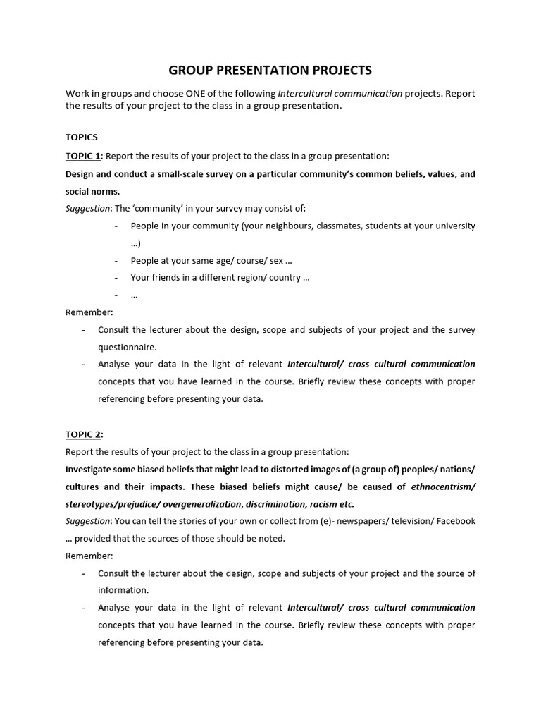 Group Presentations and Final Assignment QH2021 | PDF | Methodology ...