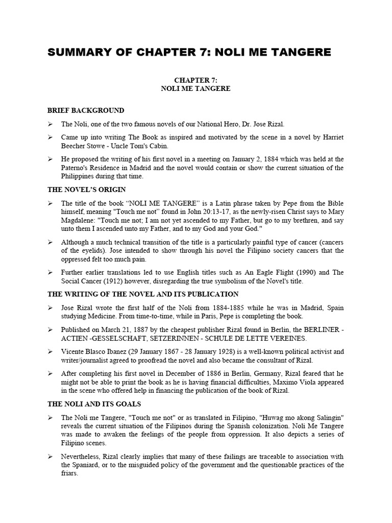 Chapter 7 Summary of Noli Me Tangere | PDF | Philippines