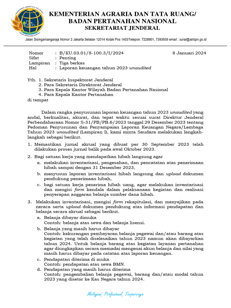 Pedoman Penyusunan Dan Penyampaian Laporan Keuangan NegaraLembaga Tahun 2023 Unaudited | PDF ...