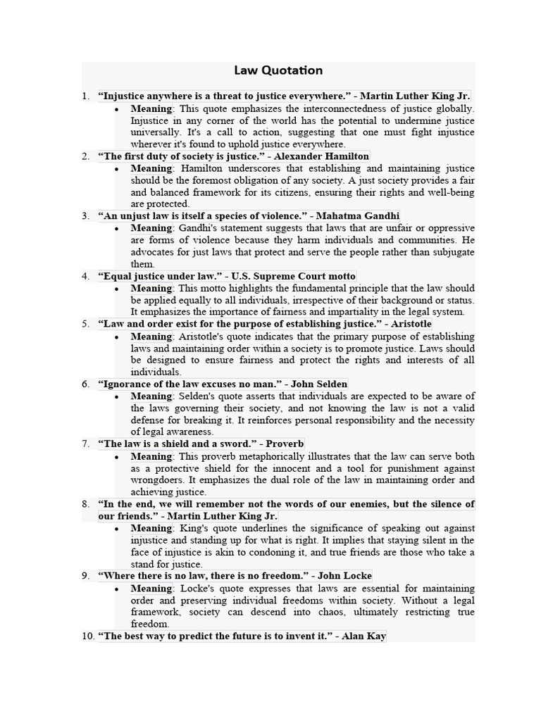 Law Quotation | PDF | Justice | Crime & Violence