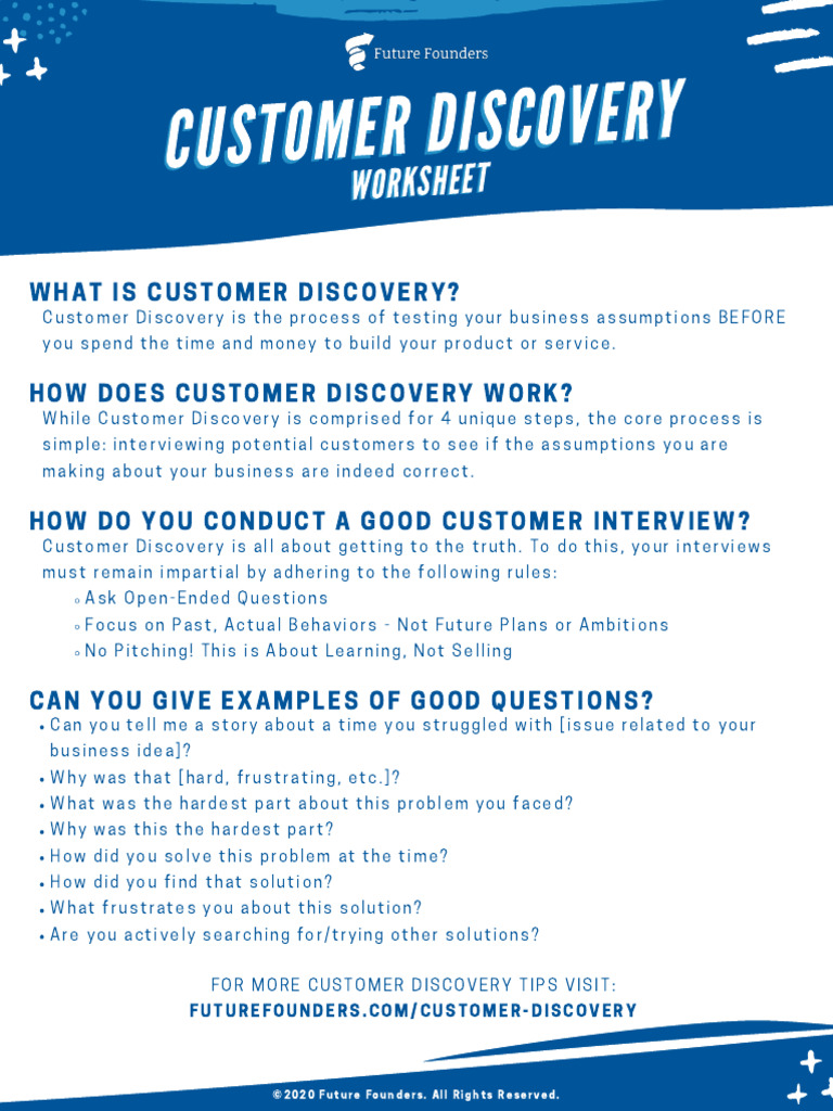 Heres Your Customer Discovery Worksheet | PDF