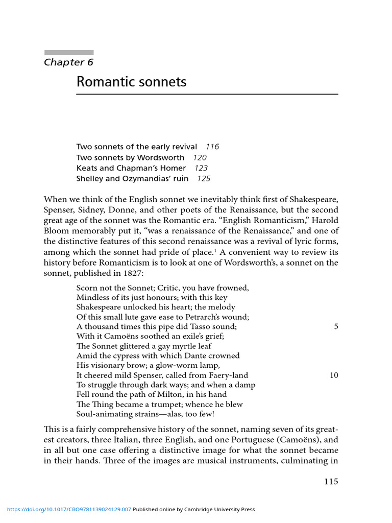 Romantic Sonnets and Their Revival | PDF | Sonnets | Romanticism