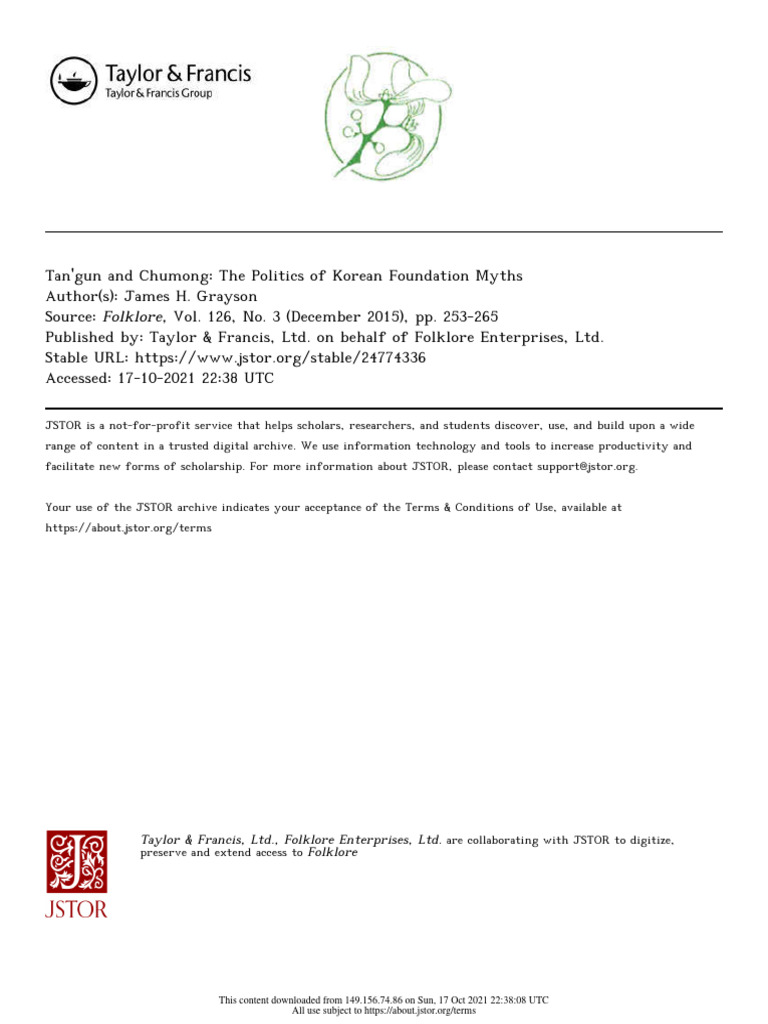 Tan'Gun and Chumong | PDF | Korea