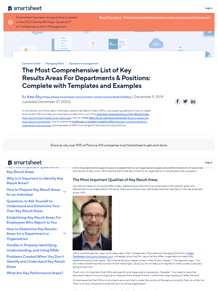How To Create Effective Key Result Areas - Smartsheet | PDF ...