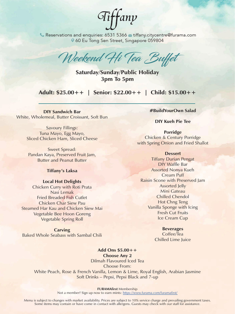 TCR - Hi TEA BUFFET MENU - FA | PDF | Cakes | Fruit Preserves