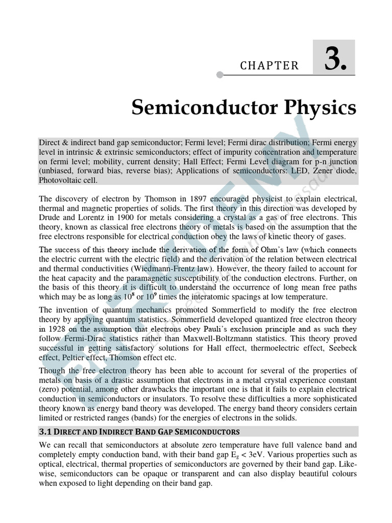 Semiconductor Physics | PDF | Doping (Semiconductor) | P–N Junction