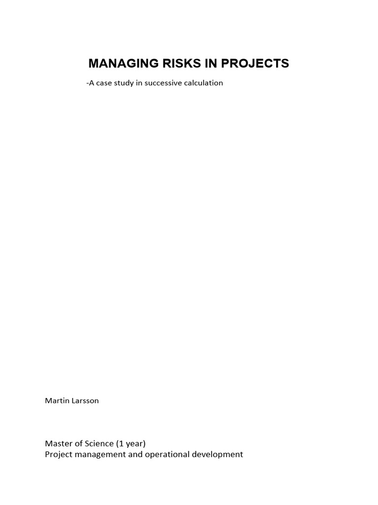 Managing Risks in Projects | PDF Managing Risks in Projects | PDF