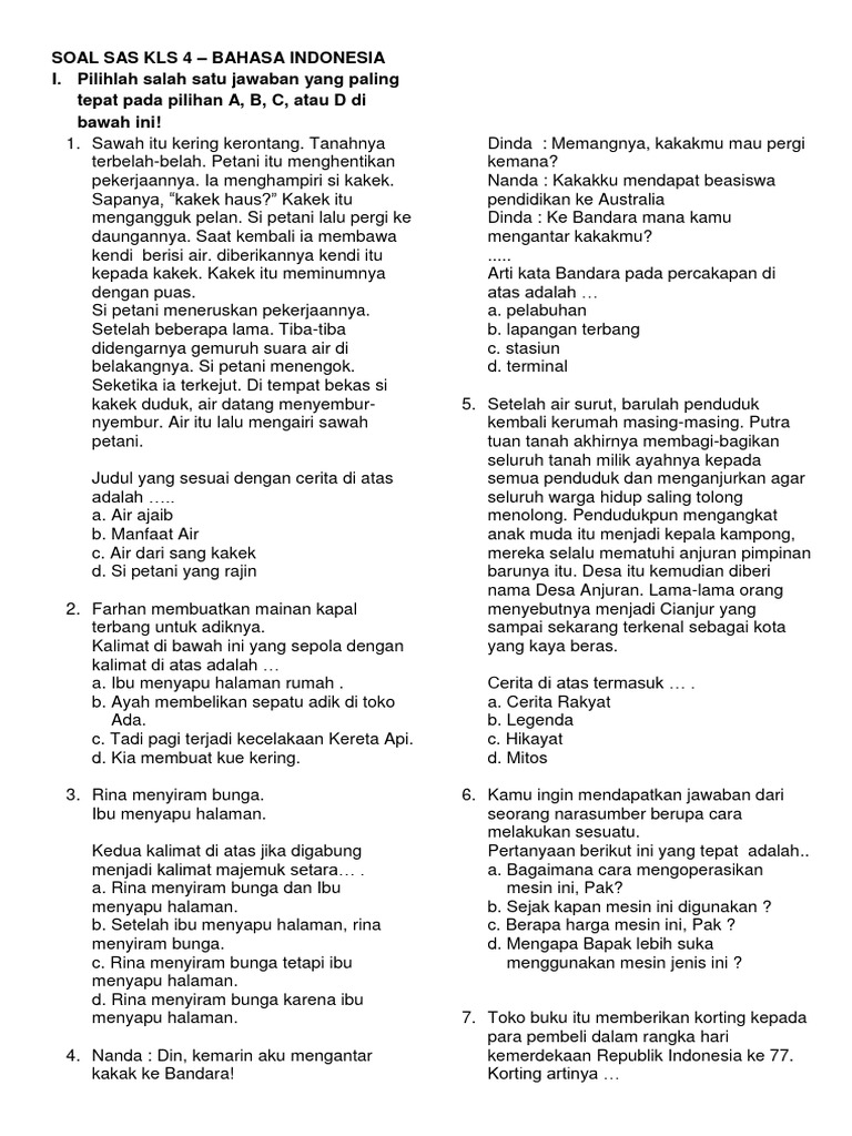 Sas KLS 4 - Bahasa Indonesia | PDF