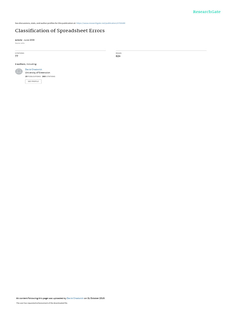 Classification of Spreadsheet Errors | Download Free PDF | Taxonomy (Biology) | Spreadsheet