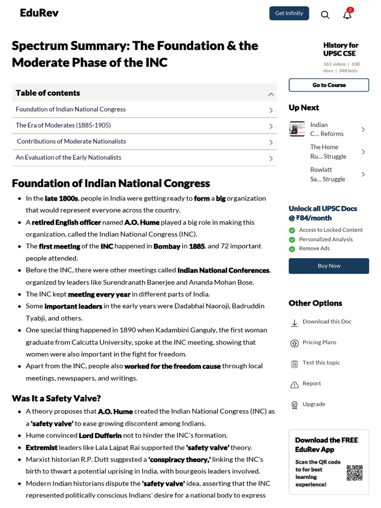 Spectrum Summary - The Foundation and The Moderate Phase of The Inc ...