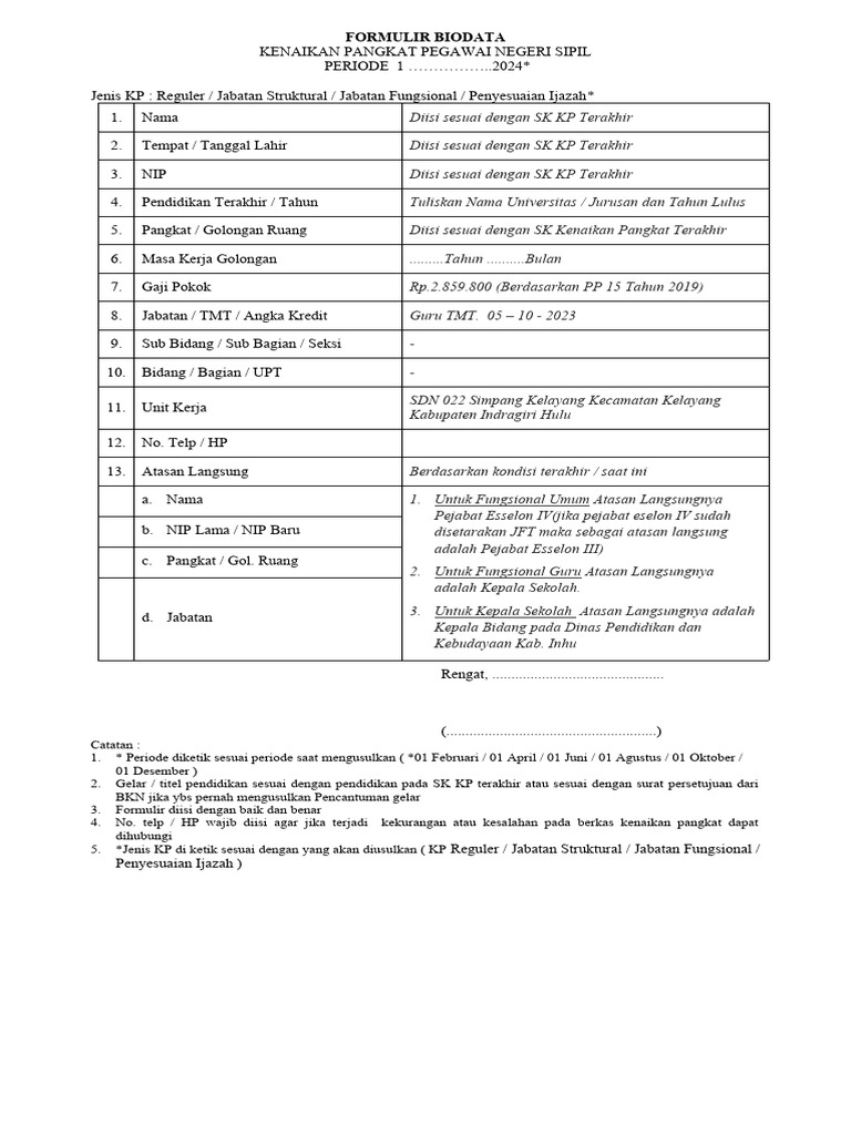 Syarat Berkas Naik Pangkat | PDF