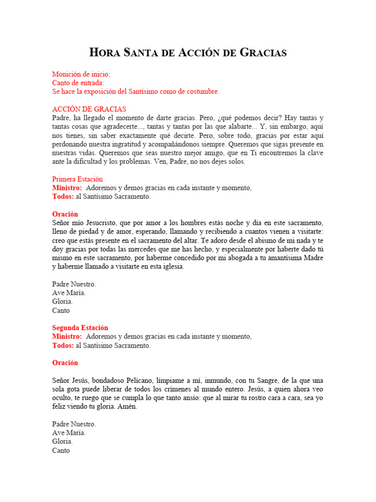 Hora Santa | PDF | eucaristía | María, madre de Jesús
