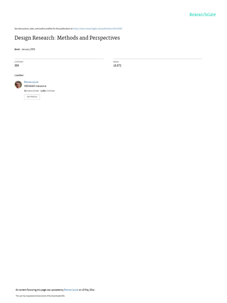 Design Research Methods and Perspectives | PDF