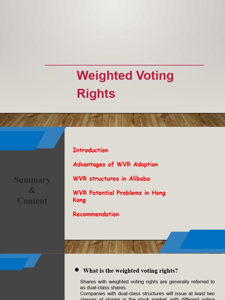 Weighted Voting Rights Overview | PDF | Entrepreneurship | Stocks