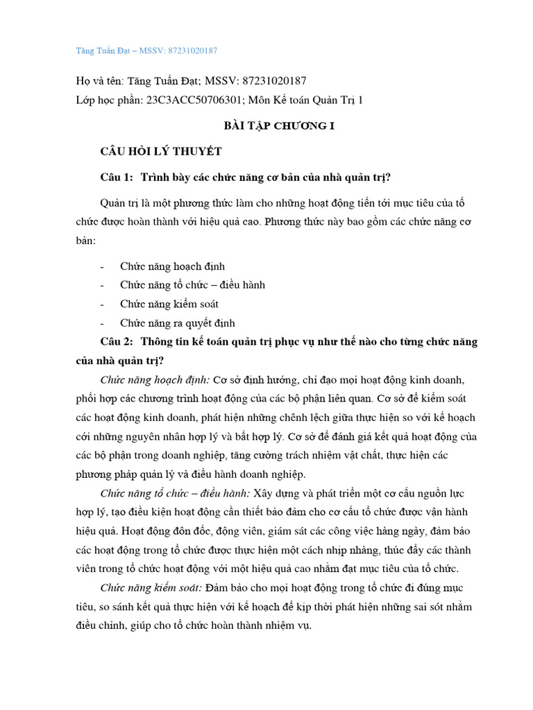 BT KTQT Chuong 1 | PDF