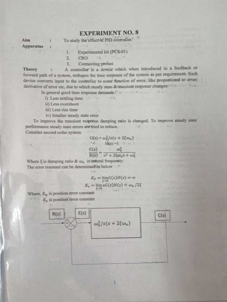PID Controller Experiment | PDF | Electronics | Electrical Engineering