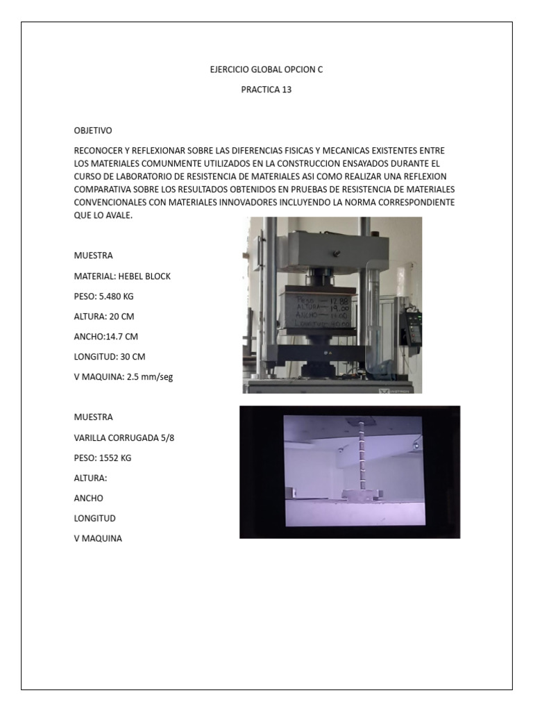 Ejercicio Global Opción C: Materiales | PDF | Acero | Hormigón