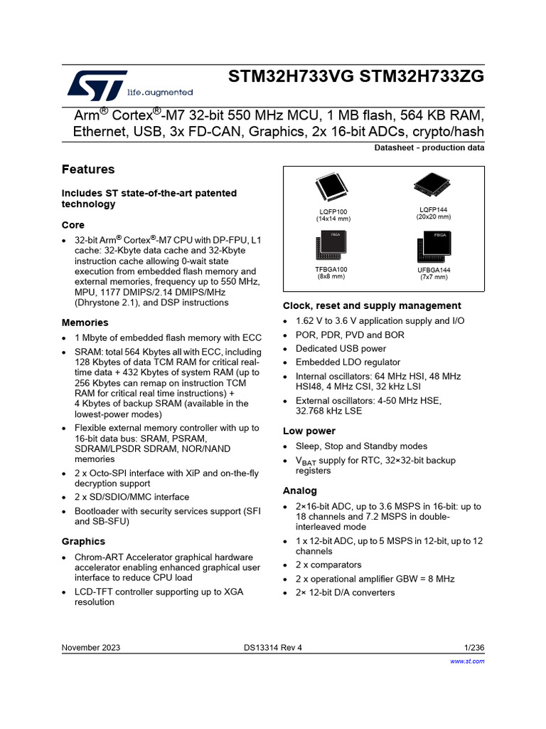 STM 32 H 733 VG | PDF | Information And Communications Technology | Computer Architecture